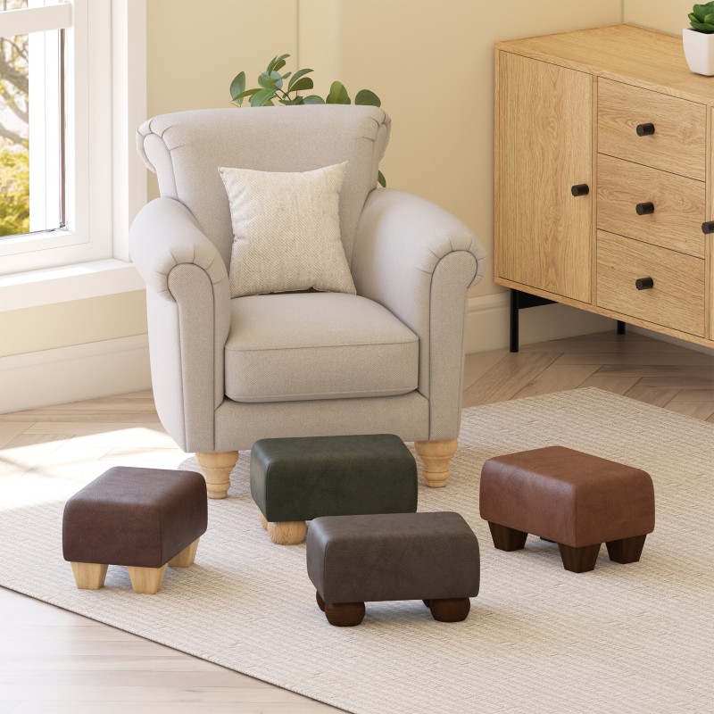 Small Italian Leather Footstools | UK handmade | Footstools Direct