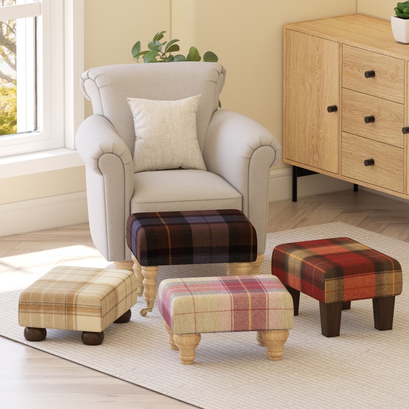 Large Tartan Material Footstools | Footstools Direct | Handmade Goods!