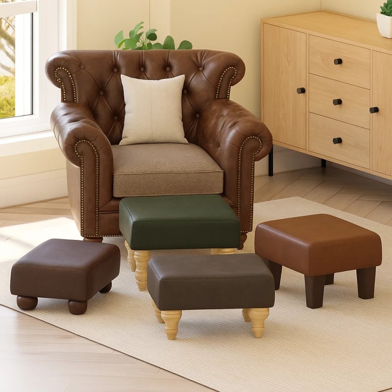 Large Italian Leather Footstools | Footstools Direct | Handmade Goods!